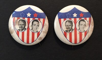Hubert Humphrey / Muskie Pin Button Lot of 2 Stars and Stripes 1.25 ...