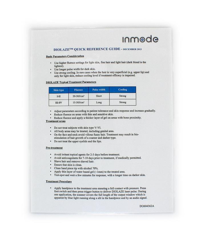 Inmode Diolaze Quick Reference Guide - December 2013 DO604362A | eBay