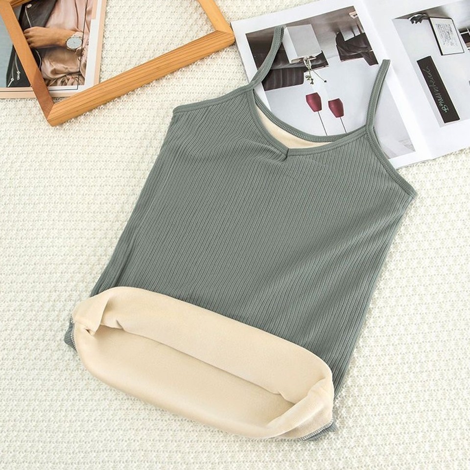 Women's Bottom Tops Velvet Camisole Tops Sleeveless Vest Warm Thermal ...