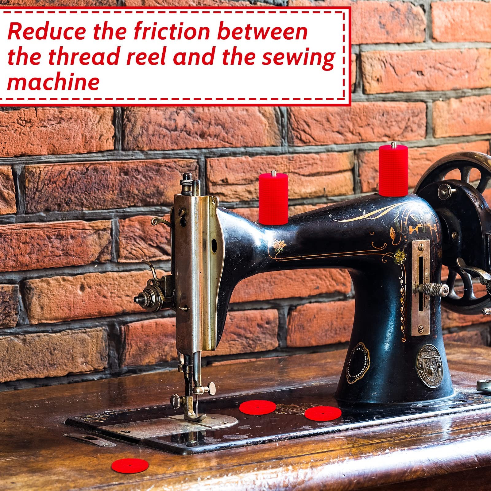 100 Pieces Sewing Machine Spool Pin Felt Pad Red Spool Pin Felts Thread ...