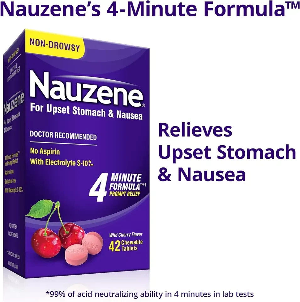 Nauzene Nausea Relief Chewable Tablets Wild Cherry Flavor, 42 Ct ...
