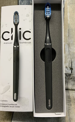 ⚡️Oral-B Clic Manual Toothbrush Black/Chrome Magnetic Holder 👉 Open Box ...