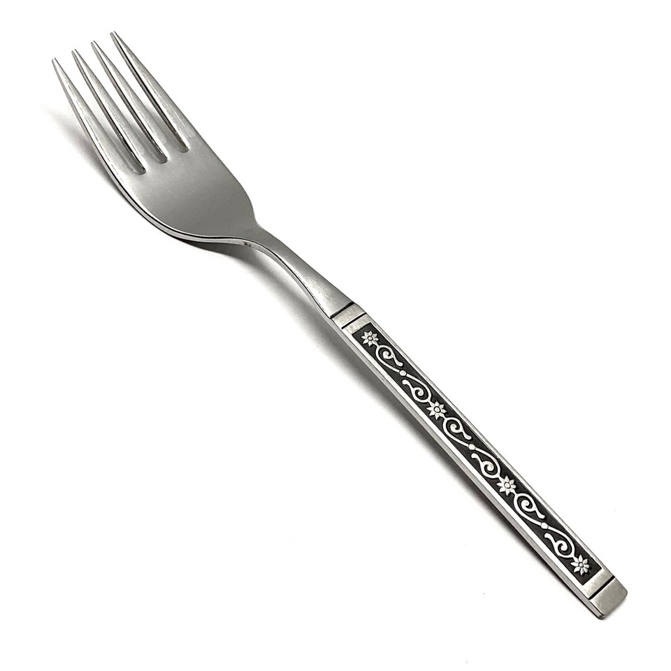 Oneida MIDNIGHT Stainless S.S.S. Black Accent Floral Silverware ...