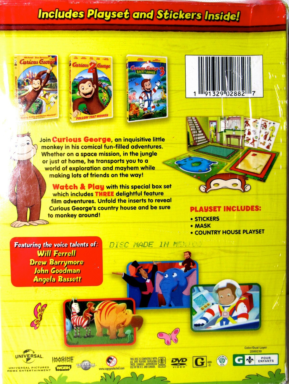 CURIOUS GEORGE: 3 Movies & Playset (DVD) >SEALED