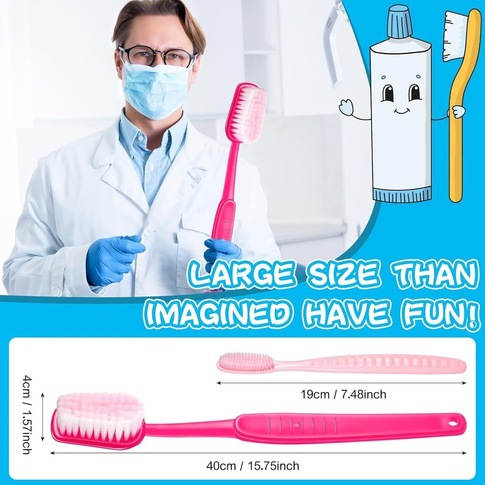 2 Giant Toothbrush Prop Large Toothbrushes 15.75 Inches! Big Brush Blue ...