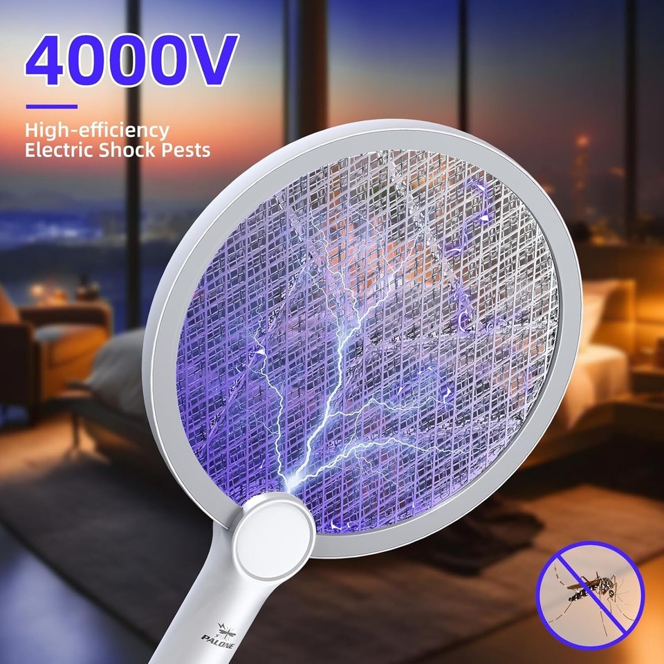 4000V Bug Zapper Racket Electric Fly Swatter - 2 in 1 Mosquito Killer ...