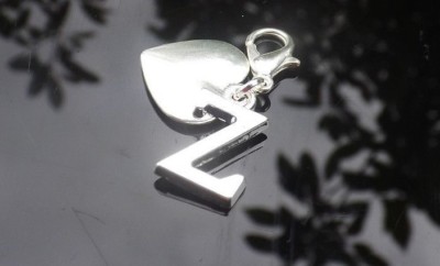 Personalised Initial Clip On Charm With Heart and Silver Plated Letter ...
