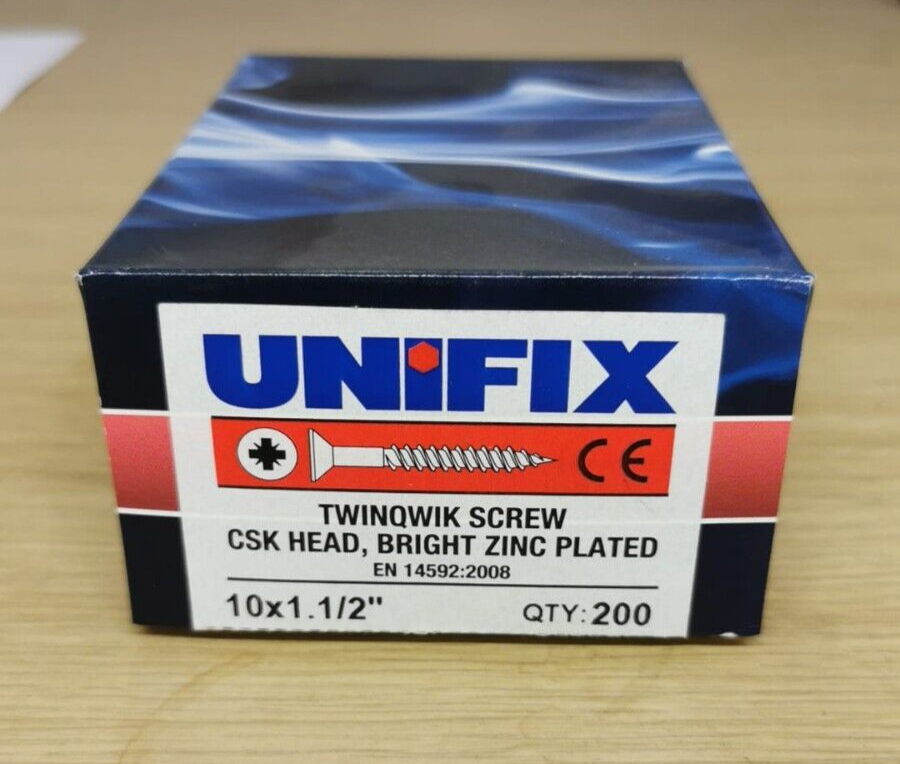 UNIFIX TWINQWIK SCREW CSK HEAD 10x1.1/2" ZP BOX OF 200 | eBay UK