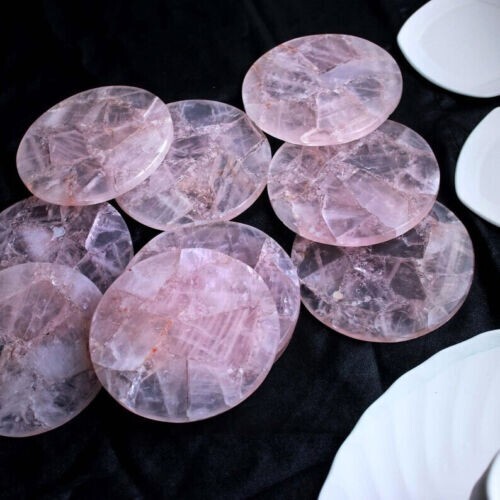 Agate Coasters Natural Rose Quartz Coaster Crystal Geode Gemstone ...