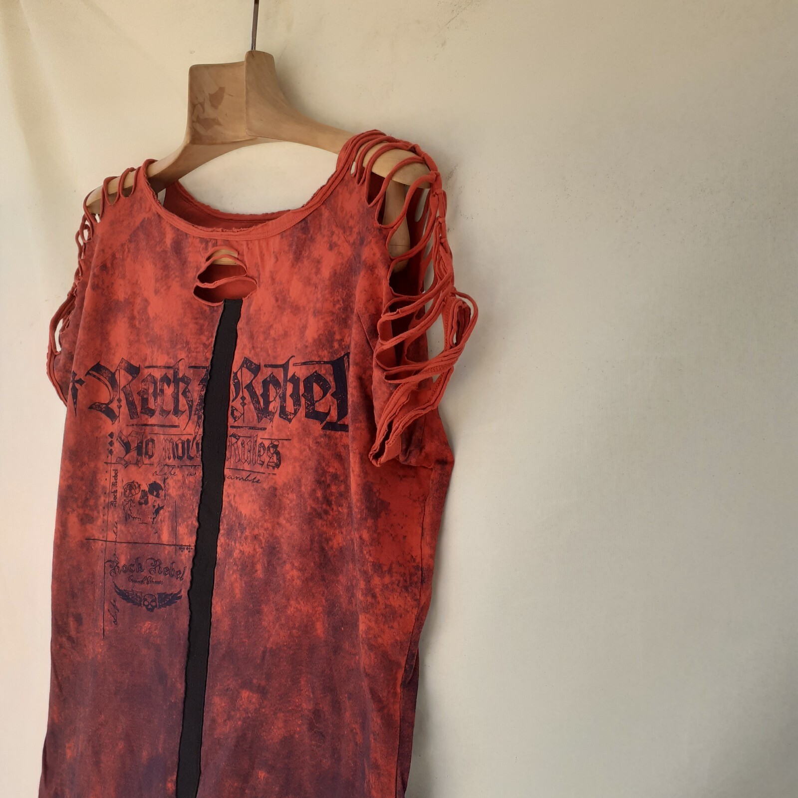 Rock Rebel Boat Neck Top Women's Extra Large Red Rust Cotton Plaited ...