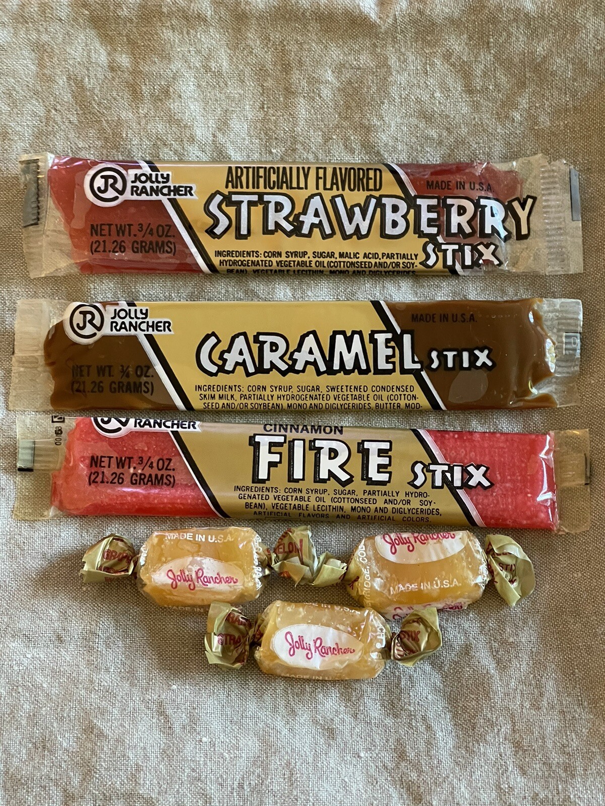 Vintage JOLLY RANCHER STIX CANDY Lot Of 6 NOS Fire Strawberry Caramel ...