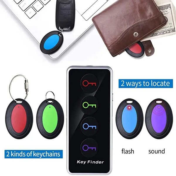 4-in-1 Key Finder Wireless RF Item Locator Pet Tracker for Keys Wallet ...