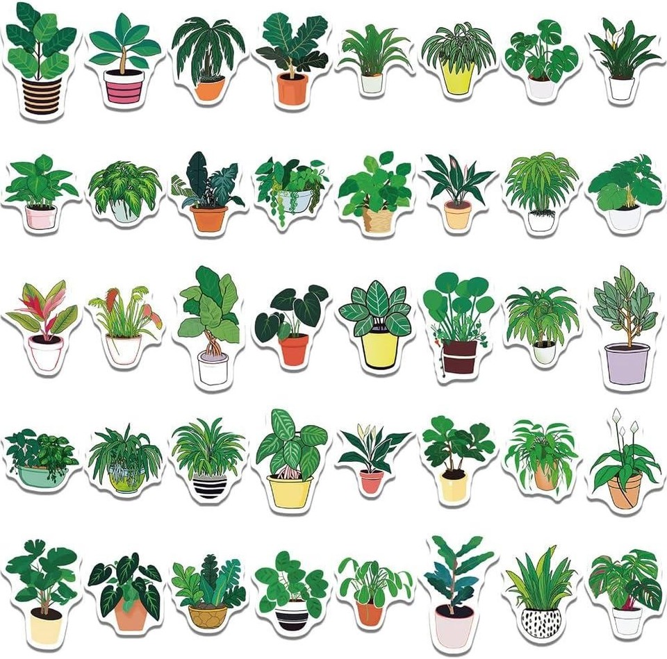 Green Plant Stickers, 86 PCS Small Size Natural Green Plant Stickers ...