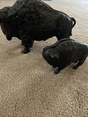 Antique Vintage Cast Iron Buffalo Bison & Calf Coin Bank | Still Bank ...