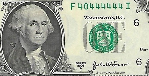 $1 2003A - FANCY - 7 of a Kind - NEAR-SOLID (F40444444I) - SEVEN FOUR's ...