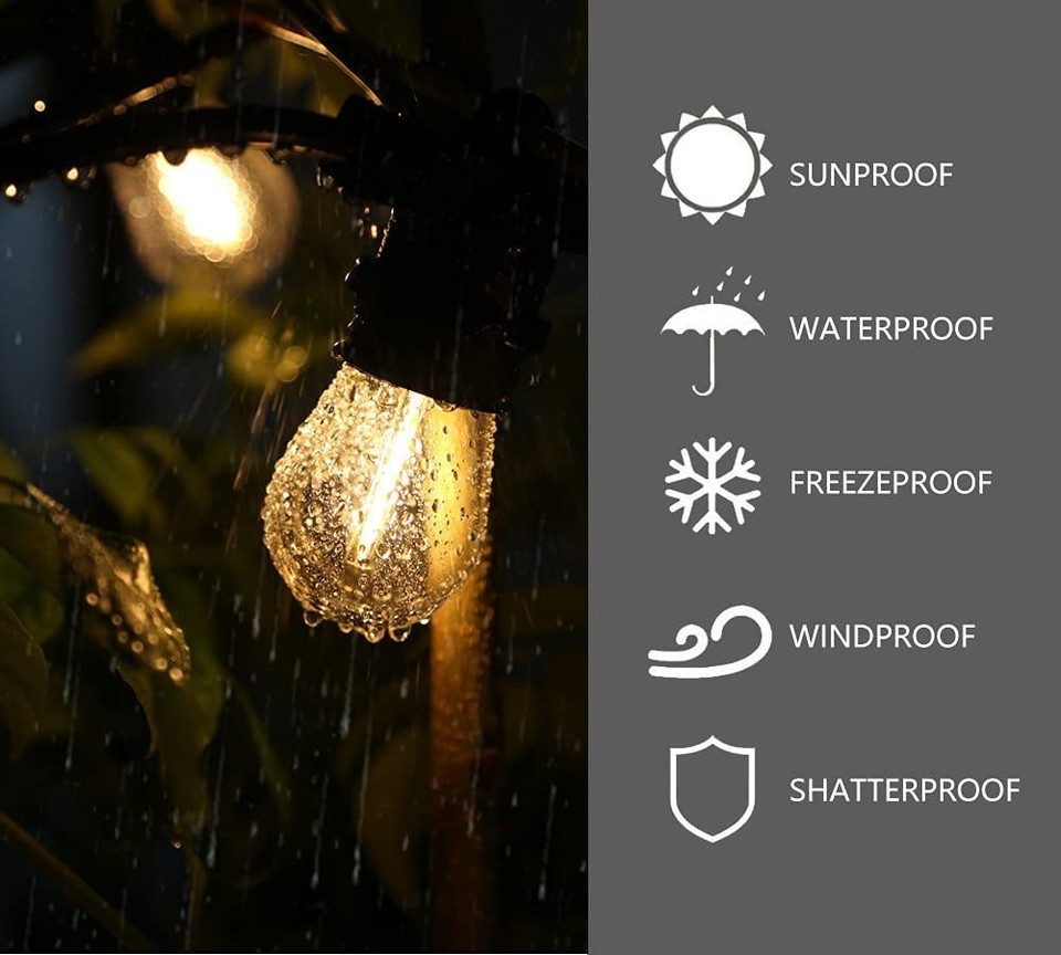 15 Pack S14 LED String Light Bulbs 1W Shatterproof & Waterproof Outdoor ...