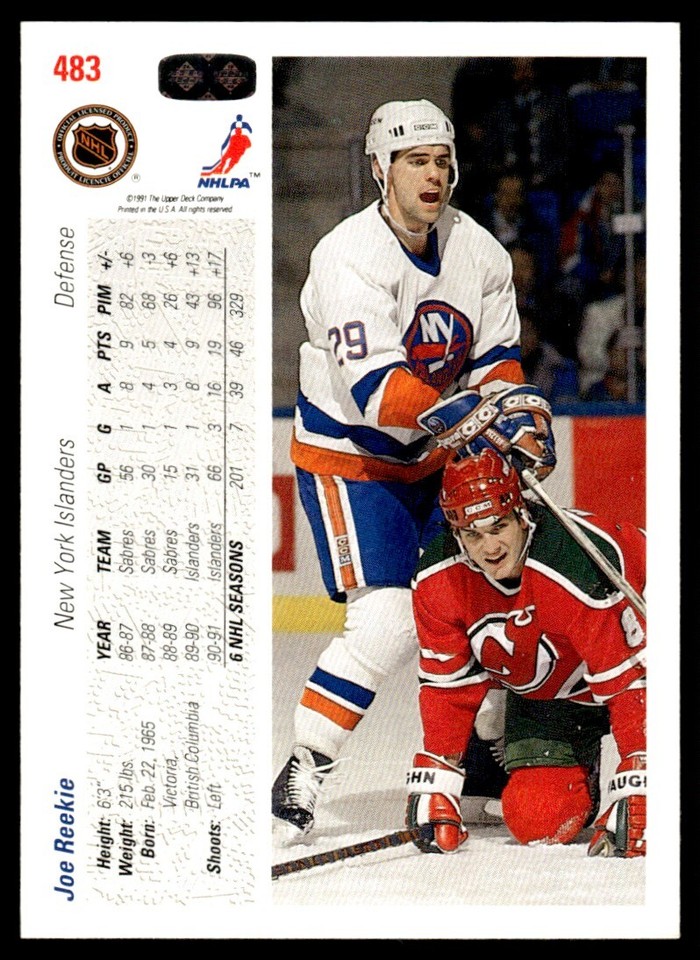 1991-92 Upper Deck #483 Joe Reekie New York Islanders | eBay