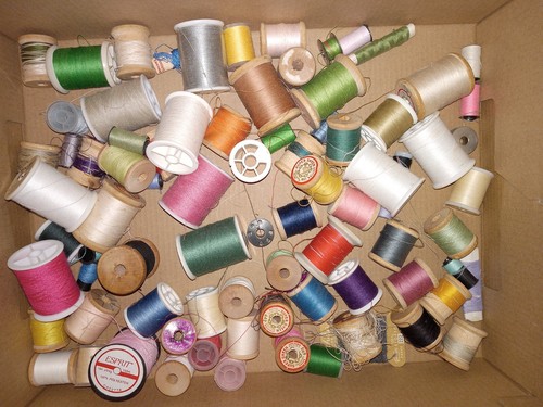 BOX OF 50 SPOOLS SEWING THREAD POLYESTER VARIOUS COLORS | eBay
