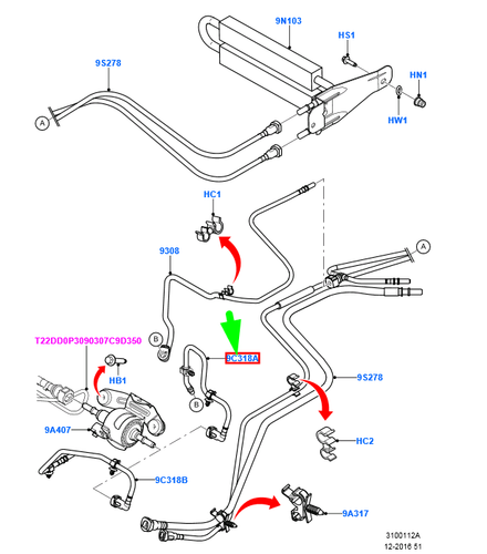 FORD TRANSIT MK3 R servoir de soulever le tube de pompe CC11-9C354-AB ...