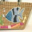 Straw Handbag Purse Ocean Fish Striped Inside Liner with Pockets 13 x 9 ...