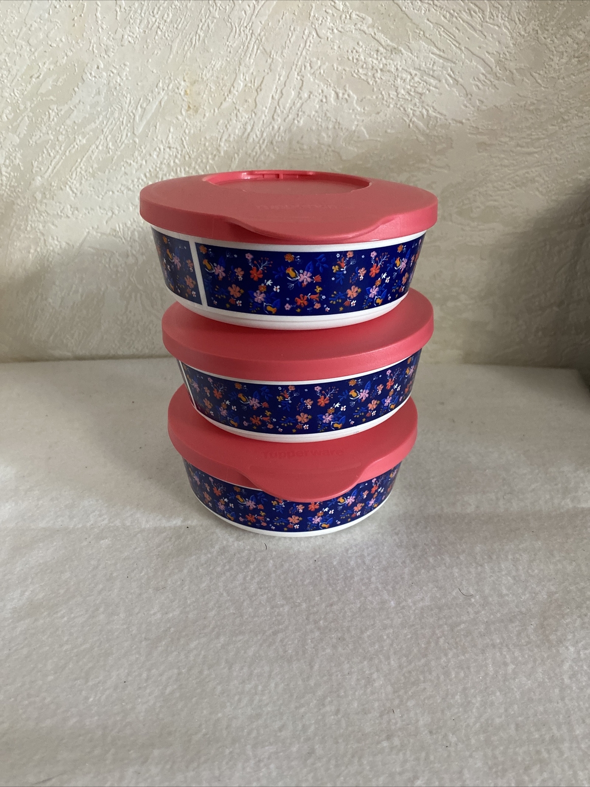 Tupperware Set of 3 Bowls 1.25 Cups Serving Dishes Falling for Floral ...