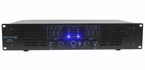Technical Pro AX3000 3000 Watt 2 Channel 2U DJ Power Amplifier w/ 3 ...