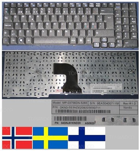 CLAVIER QWERTY DANOIS tastatur DANSK Mp-03756dn-5284 Packard Bell ...