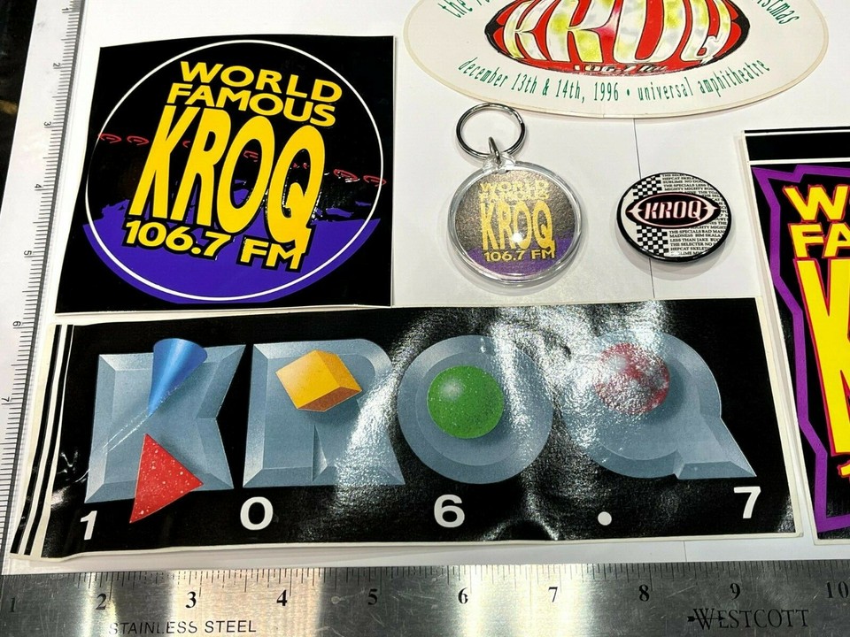 Vintage KROQ Sticker Set + Pin and Keychain. Mint and VERY RARE. Sold ...