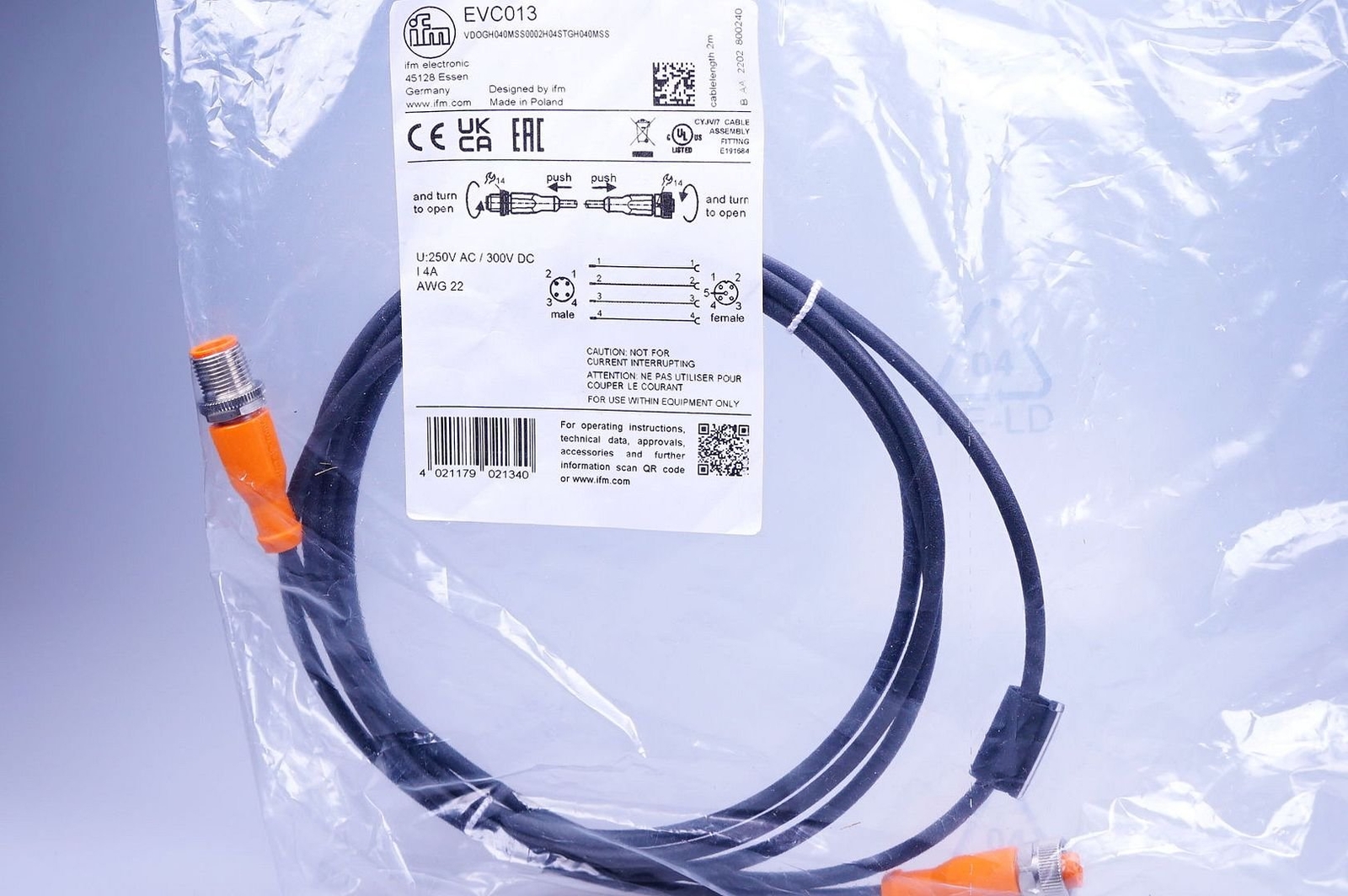 ifm Verbindungskabel Typ EVC013 2m Pur-kabel #d for sale online | eBay