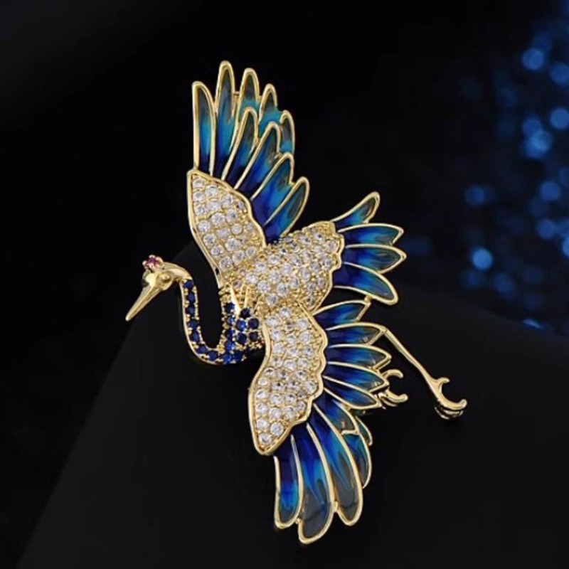 Chinese Ancient Style Crane Brooches For Women Clothing Coat Jewelry ...
