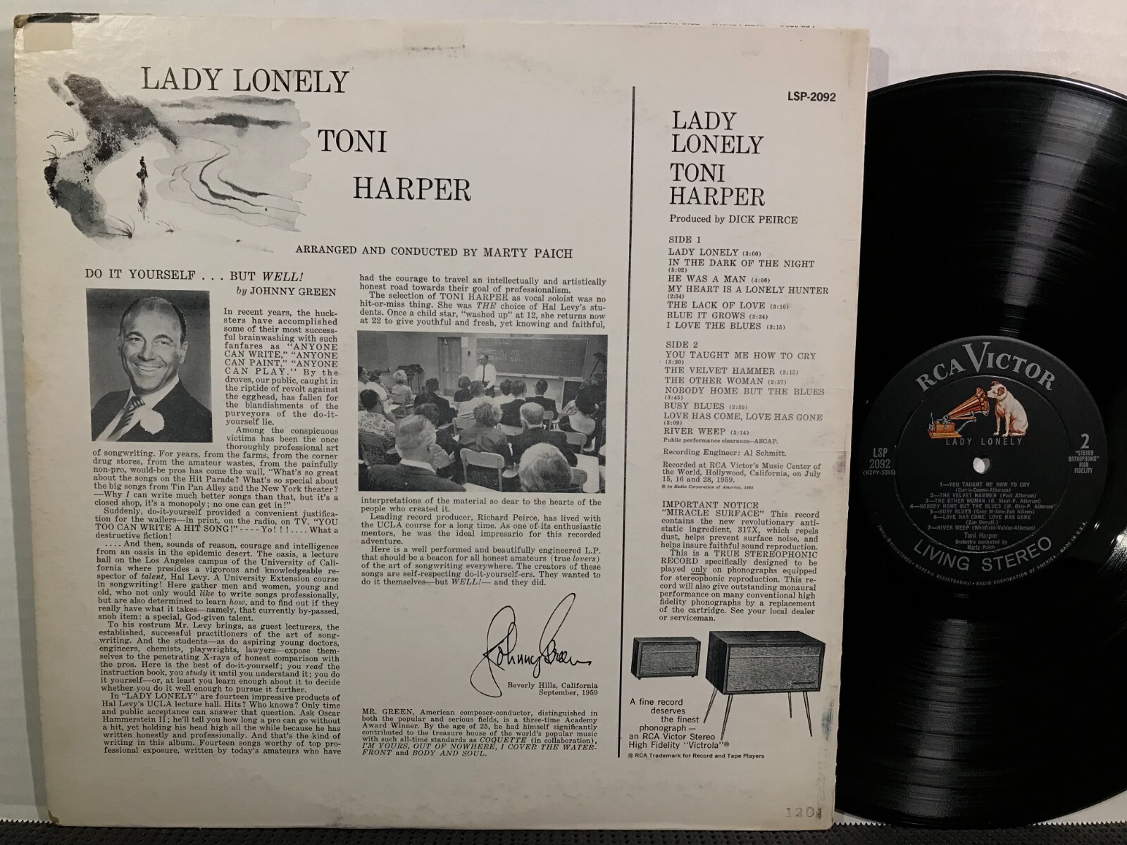 TONI HARPER Lady Lonely LP RCA VICTOR DG LIVING STEREO 1959 Jazz MARTY ...