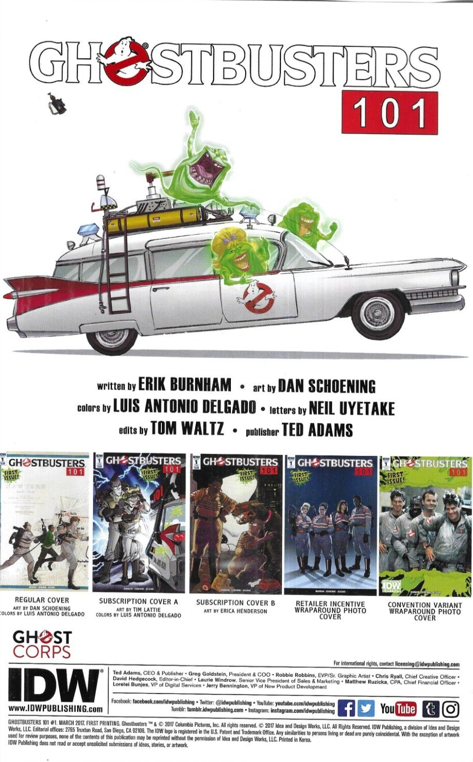 Ghostbusters 101 Comic 1 First Print Subscription Cover B Variant Tim ...