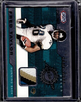 2002 Pacific Heads Update #25 FRED TAYLOR Game Worn 4 CLR Patch Jaguars ...