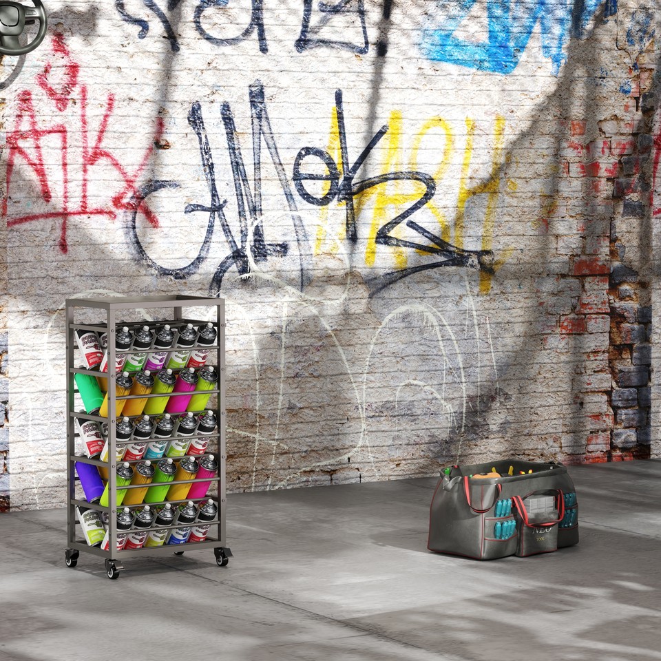 Spray Paint Can Organizer Cart Aerosol Lube Can Storage Rack for Garage ...