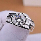 1.50Ct Round Cut Natural Diamond Dainty Men's Birthday Gift Ring 14K ...