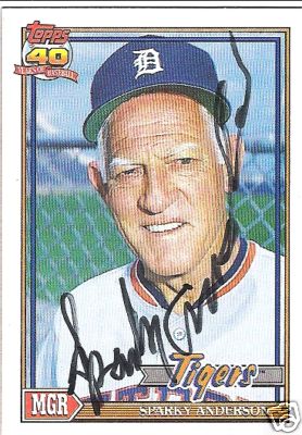 Sparky Anderson AUTOGRAPH TOPPS BASEBALL CARD | eBay