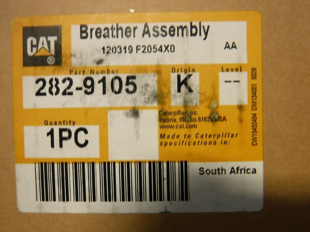 Caterpillar CAT Part# 282-9105 Breather Assembly D11T Dozer And More ...