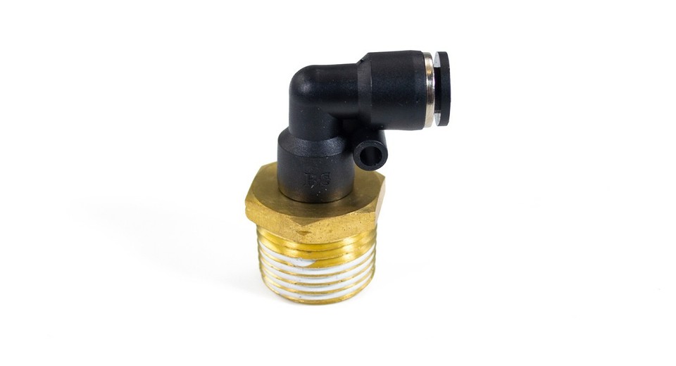 1/2" Male NPT to 1/4" Push to Connect Elbow Fitting - Accepts 1/4" Air ...