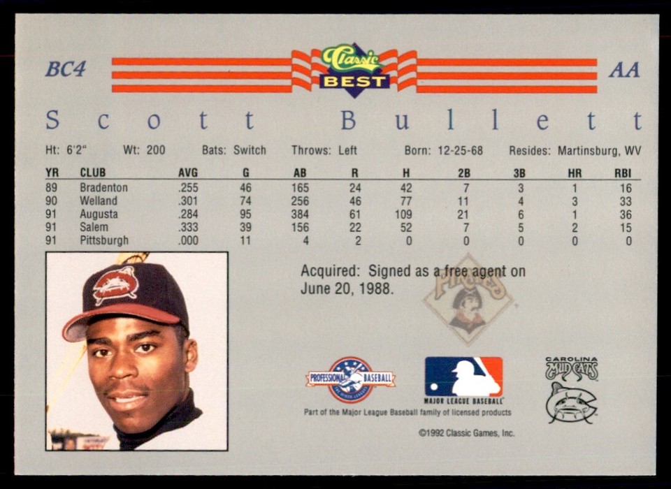 1992 Classic Best Scott Bullett Baseball Cards #BC4 | eBay