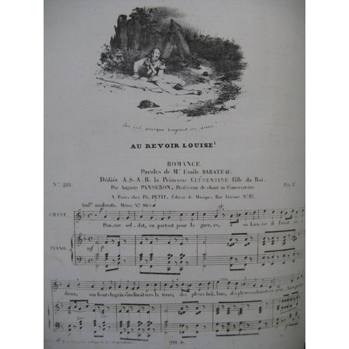 PANSERON Auguste Au revoir Louise Chant Piano 1830 | eBay
