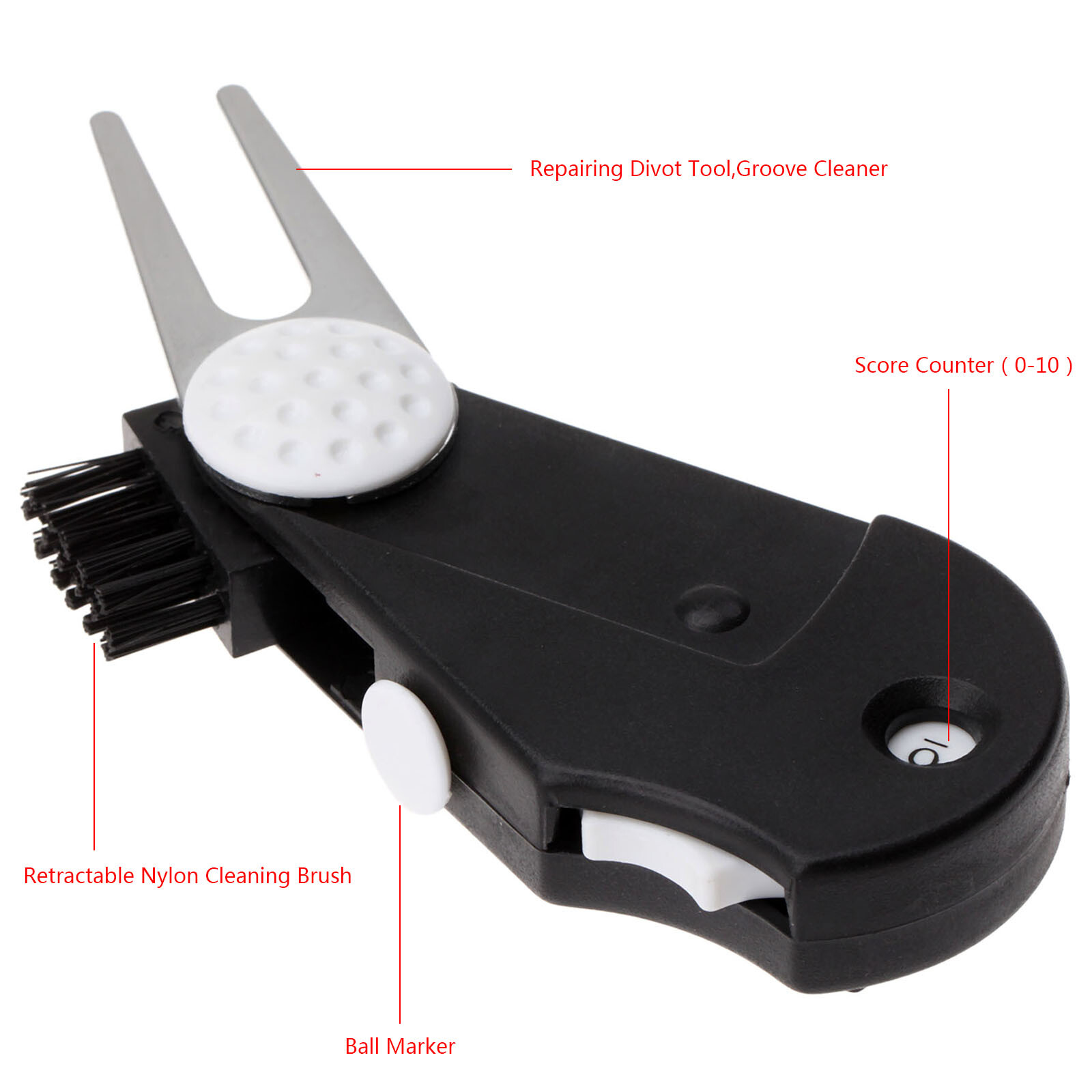 5-in-1 Multifunction Golf Tool Set Clean Brush Ball Marker Divot Tools ...