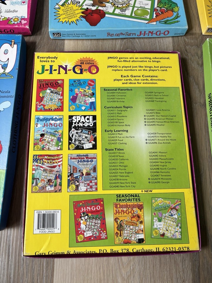 Lot of JINGO Bingo Style Game - Thanksgiving, Valentines, Farm, Food ...