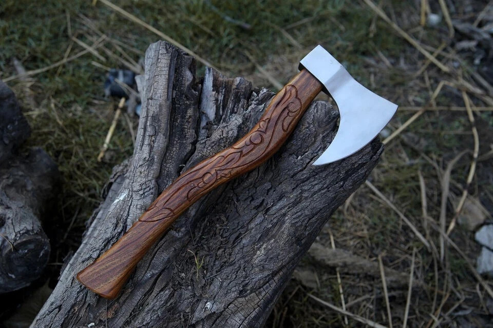 Viking Bearded Axe Handmade Carbon Steel Hunting Knife Camping Tool ...