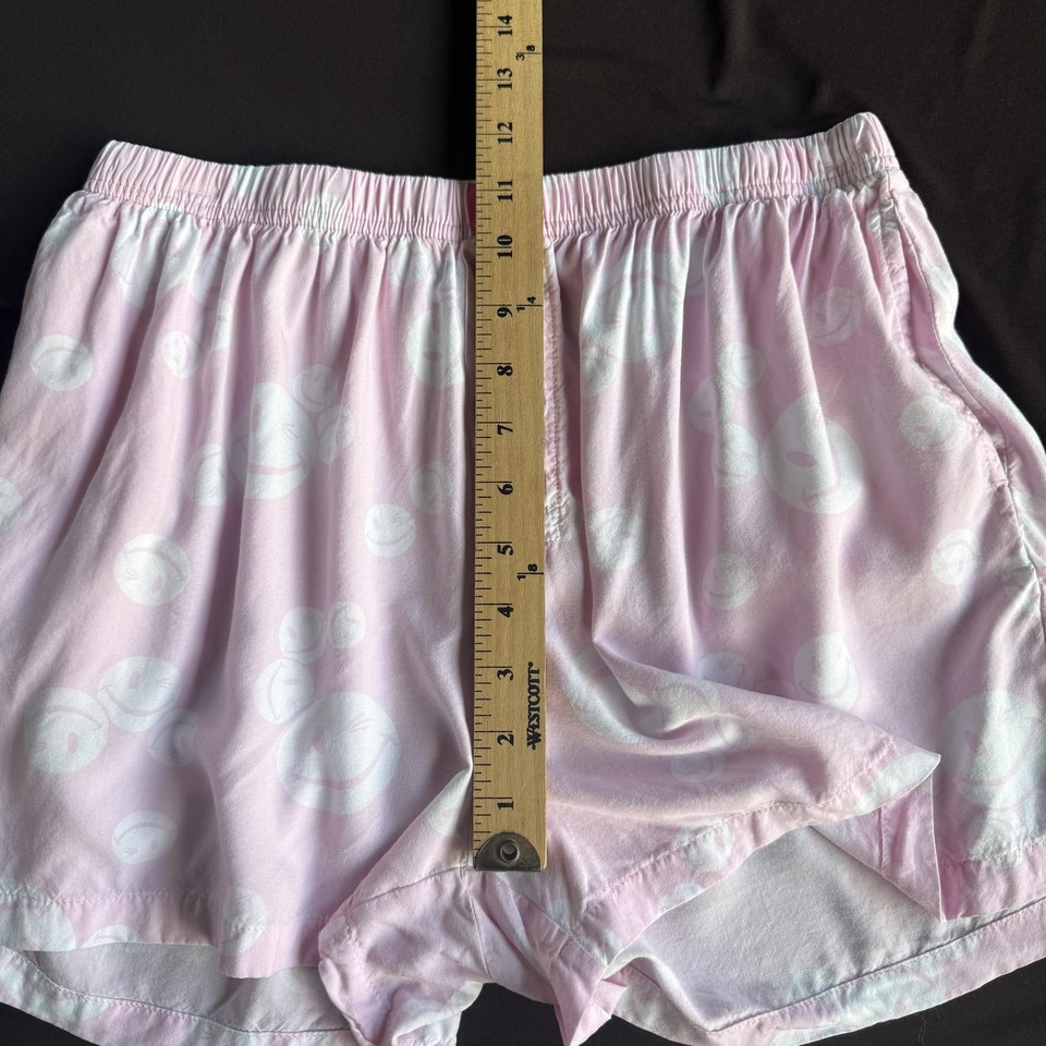 Joe Boxer Pajama Set Womens Medium Pink Smiley Face Button Shirt Shorts ...