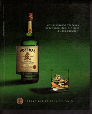 Vintage print ad advertisement Alcohol Jameson Read the Label Backwards ...