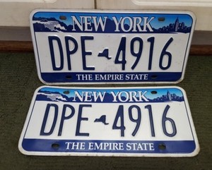 NEW YORK LICENSE PLATE PAIR EMPIRE STATE NIAGARA FALLS SKYLINE DPE 4916 ...