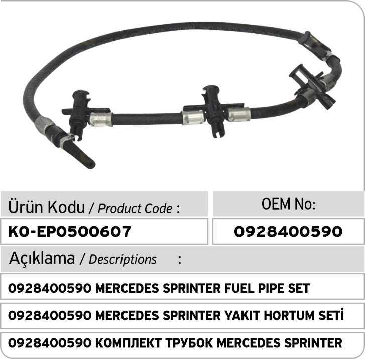 Mercedes Sprinter Fuel Pipe Set A6460700932 - 0928400590 | eBay