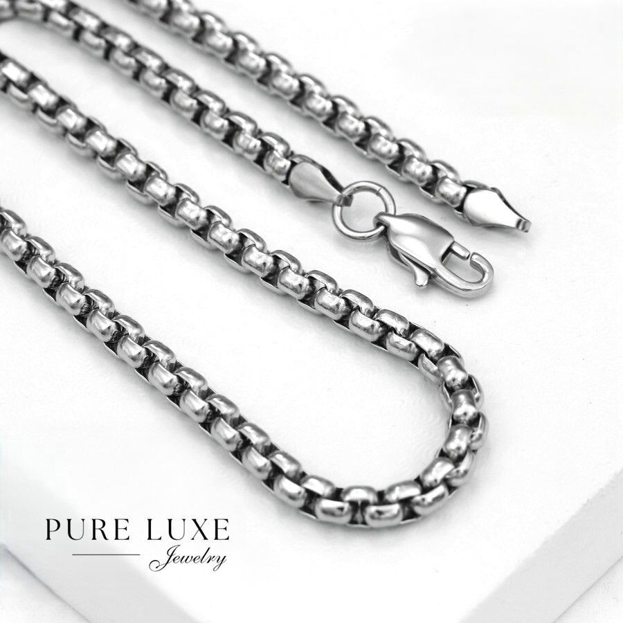 Men's 8"8.5"9"24"Stainless Steel 6mm Round Box Chain Bracelet High ...