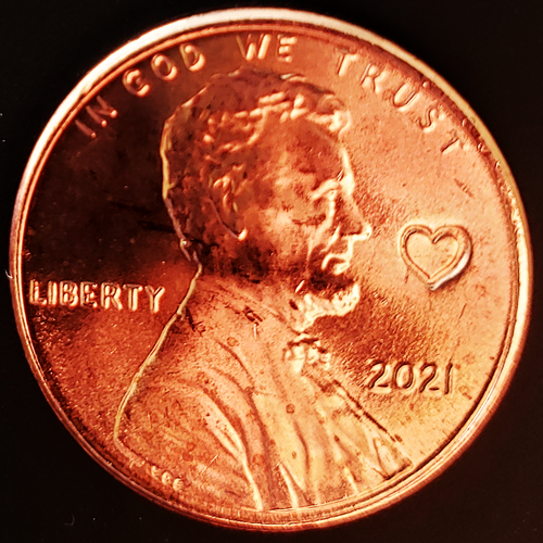 2021 Lincoln Shield 1C Cent Penny Love Heart Counterstamp Gift Lucky ...