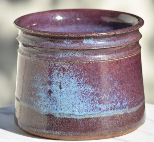 RUSSELL SPILLMAN POTTERY POT VASE TURQUOISE PURPLE FLAMBE GLAZE HOMER ...
